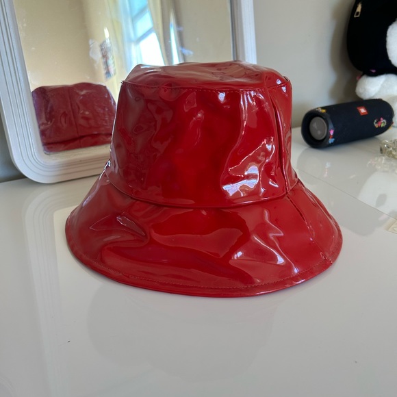 Accessories | Faux Red Leather Bucket Hat | Poshmark